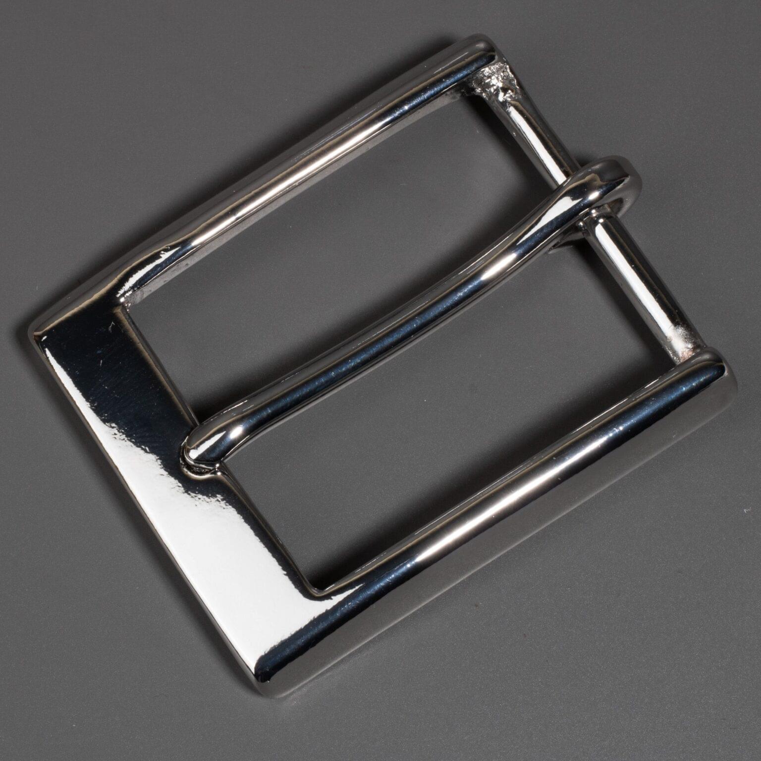 SOLID BRASS SILVER SHINY BUCKLE – 4 CM - Belts Production
